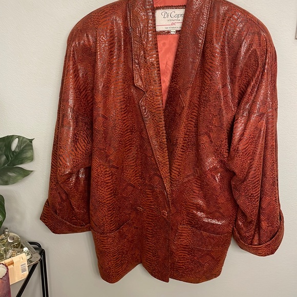 Di Capra | Jackets & Coats | Vintage Rust Color Snake Print Leather ...
